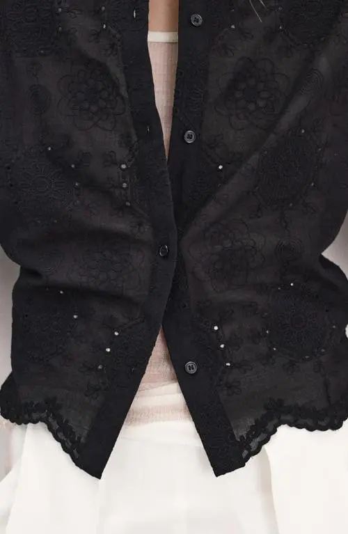 Mango Embroidered Cropped Shirt