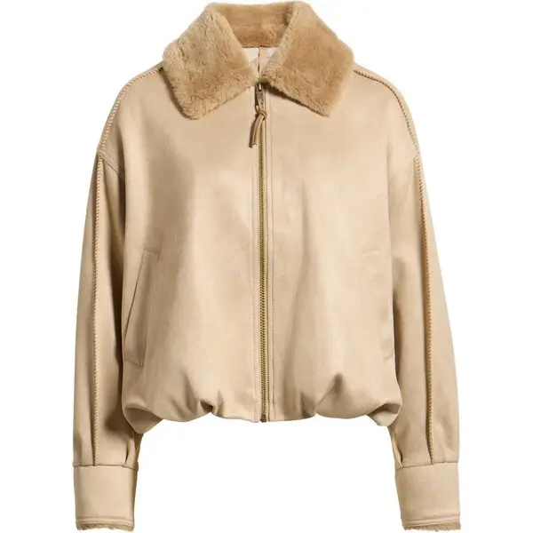 UGG Coleta Faux Fur Trim Bubble Jacket