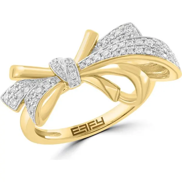 EFFY Diamond Ribbon Bow Ring - 14k Gold