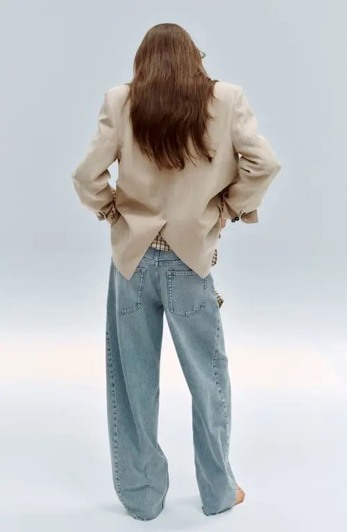 Mango Mid Rise Balloon Jeans - Light Blue