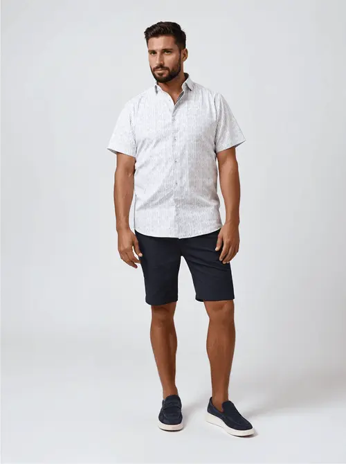 Stone Rose Tencel Stretch Striped Ss Button-up Shirt