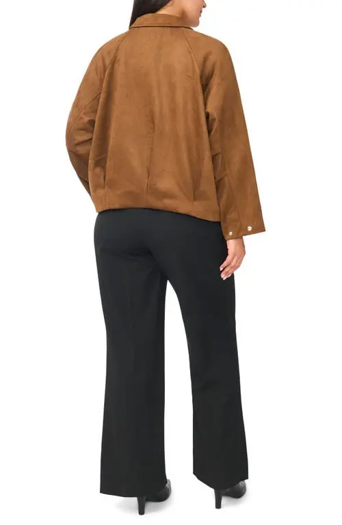 Vince Camuto Faux Suede Raglan Sleeve Zip-up Jacket
