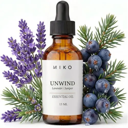 MIKO Unwind Essential Oil With Lavender & Juniper 100% Organic 15ml - Clear