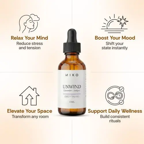 MIKO Unwind Essential Oil With Lavender & Juniper 100% Organic 15ml