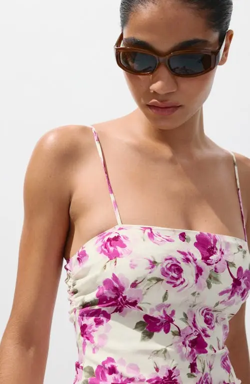 Mango Ruched Floral Dress