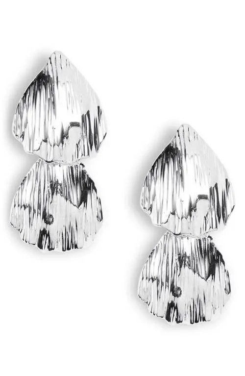 NAVEDA Zaria 16k Plated Double Drop Earrings - Silver