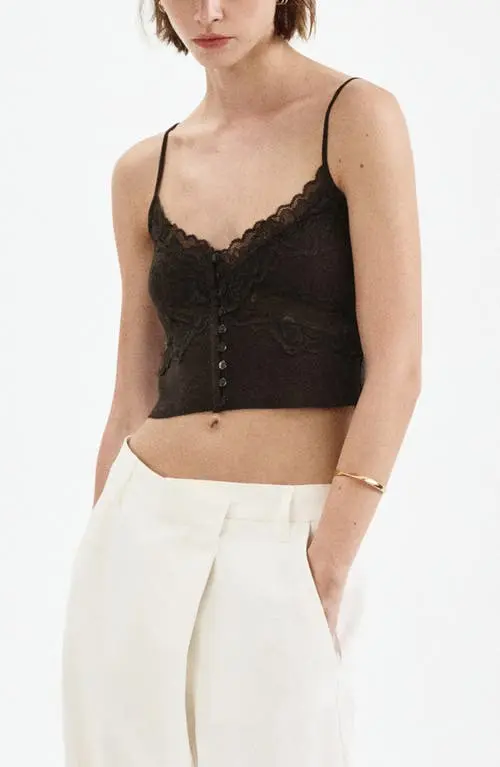 Mango Lace Trimmed Fine Knit Crop Camisole