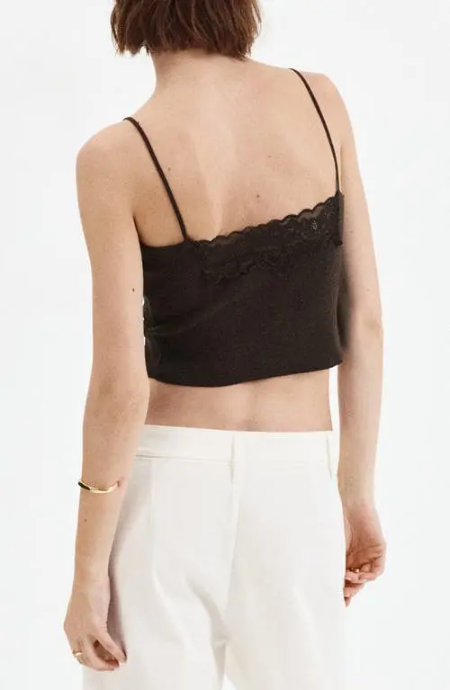 Mango Lace Trimmed Fine Knit Crop Camisole