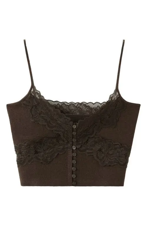 Mango Lace Trimmed Fine Knit Crop Camisole