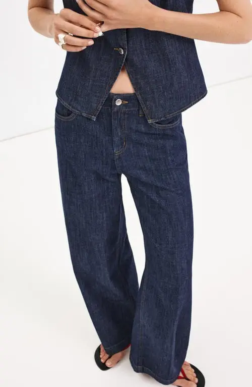 Mango Wide Leg Rinse Wash Jeans