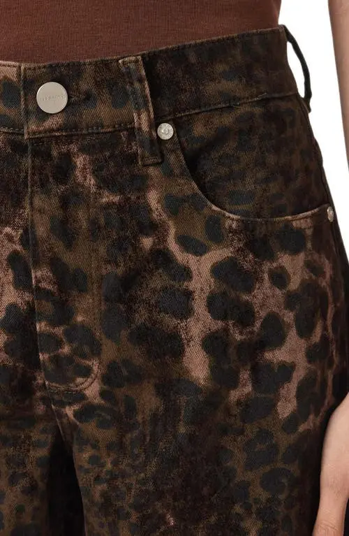 ALLSAINTS Sadie Leopard Print Barrel Leg Jeans