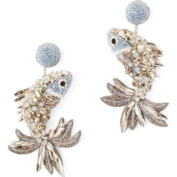 Deepa Gurnani Beaded Fish Drop Earrings