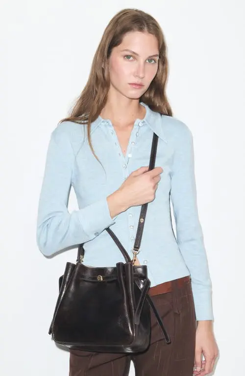 Tory Burch Romy Distressed Leather Bucket Bag