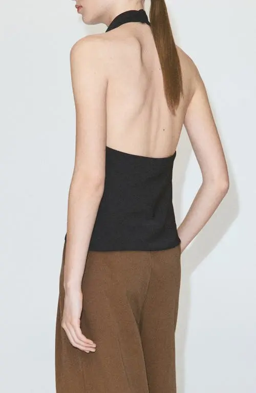 Mango Draped Halter Top - Black