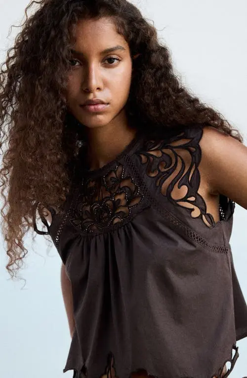 Mango Cotton Openwork Sleeveless Top