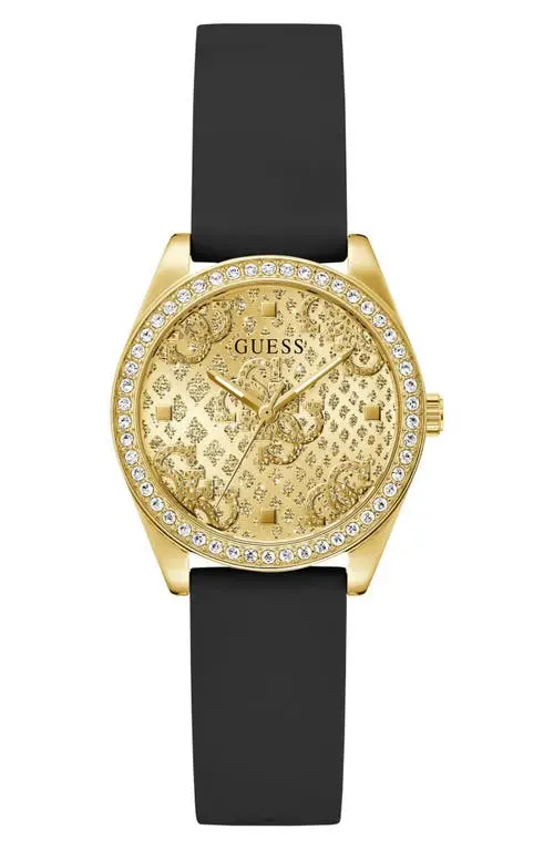 Guess Boa Crystal Bezel Goldtone Silicone Strap Watch - Champagne
