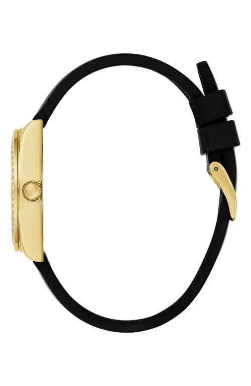 Guess Boa Crystal Bezel Goldtone Silicone Strap Watch