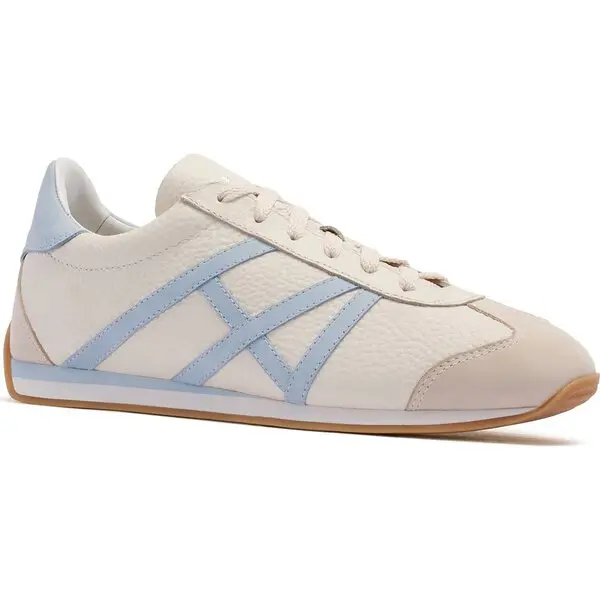 FRANKIE4 Duke Leather Sneakers With Metallic Overlays - Cream/powder Blue