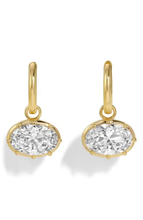 Lili Claspe Cleo Oval Cubic Zirconia Charm Huggie Hoop Earrings - Gold