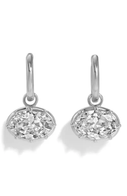 Lili Claspe Cleo Oval Cubic Zirconia Charm Huggie Hoop Earrings - Silver