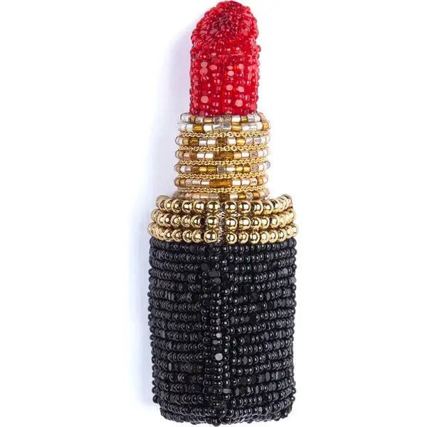 Deepa Gurnani Lipstick Brooch - Red