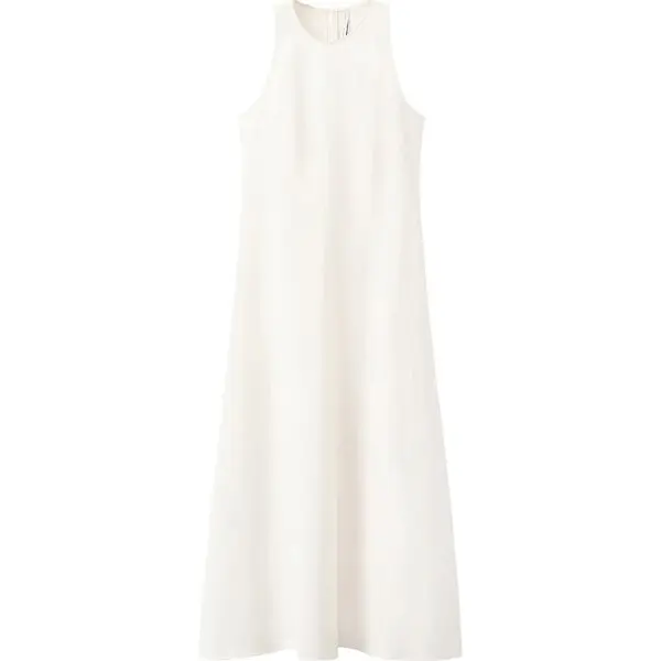 Mango A-line Midi Dress With Stitching Detail - Ecru