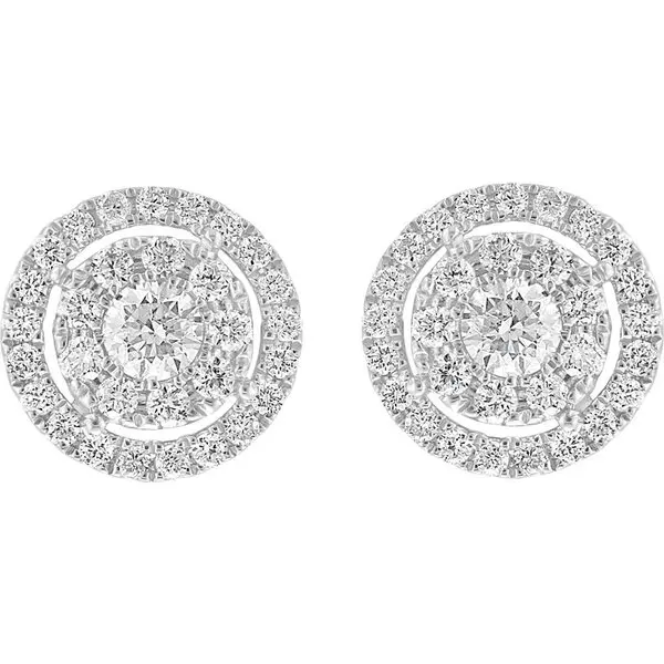 EFFY Lab-grown Diamond Halo Stud Earrings - Sterling Silver