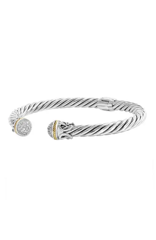 EFFY 18k Yellow Gold Twisted Cable Diamond Cuff Bracelet