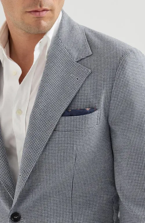 Brunello Cucinelli Cashmere And Silk Houndstooth Flannel Deconstructed Cavallo Blazer
