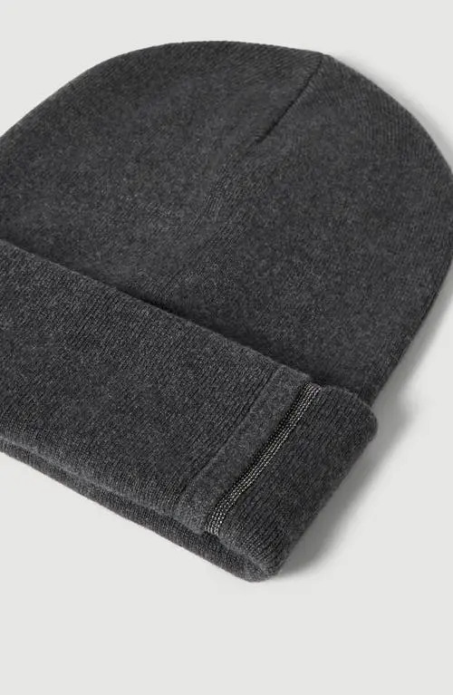 Brunello Cucinelli Cashmere Rib Knit Beanie With Monili