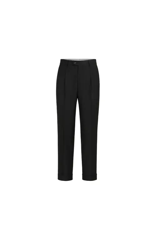 Brunello Cucinelli Super 150s Virgin Wool Batavia Trousers - Black