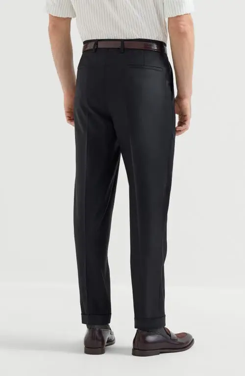 Brunello Cucinelli Super 150s Virgin Wool Batavia Trousers - Black