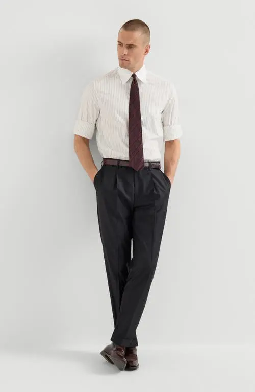 Brunello Cucinelli Super 150s Virgin Wool Batavia Trousers - Black