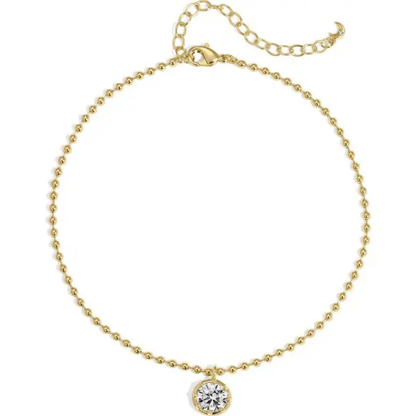 Lili Claspe Mini Cleo Anklet With Cubic Zirconia Charm - Gold