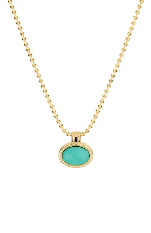 ATHRA LUXE Oval Simulated Turquoise Pendant Necklace - Gold