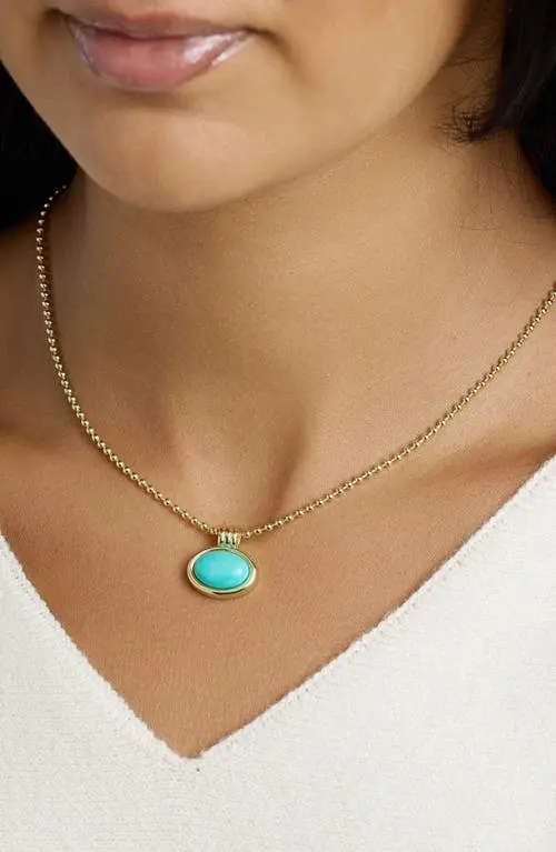 ATHRA LUXE Oval Simulated Turquoise Pendant Necklace