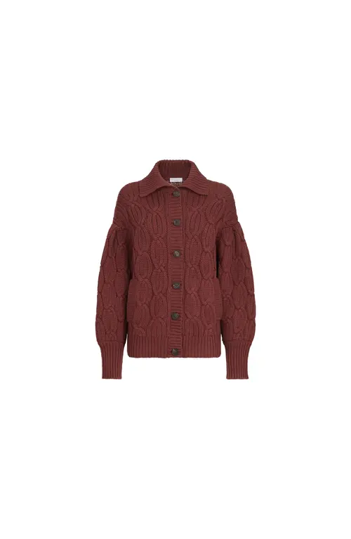 Brunello Cucinelli Cashmere Feather Yarn Heritage Cable Cardigan