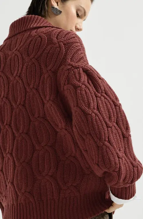 Brunello Cucinelli Cashmere Feather Yarn Heritage Cable Cardigan