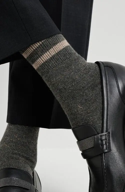 Brunello Cucinelli Sparkling Cashmere Knit Socks - Dark Grey