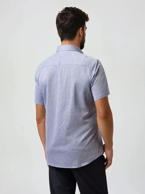 Stone Rose Seersucker Striped Ss Button-up Shirt