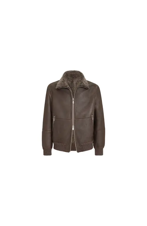 Brunello Cucinelli Vintage-effect Shearling Bomber Jacket