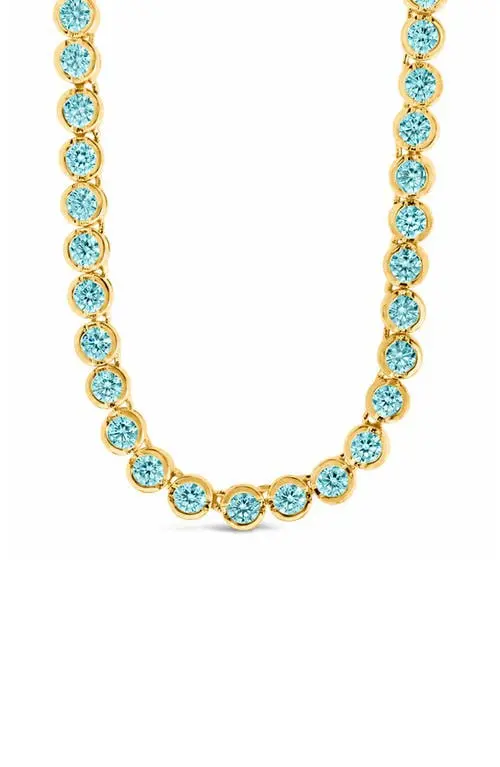 Sterling Forever Helene Bezel Cubic Zirconia Tennis Necklace - Gold/blue