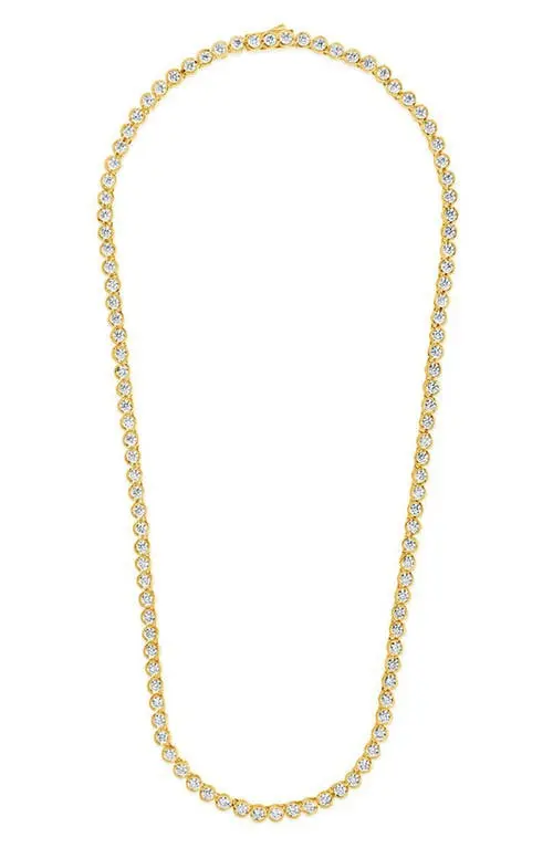 Sterling Forever Helene Bezel Cubic Zirconia Tennis Necklace - Gold/white