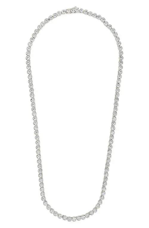 Sterling Forever Helene Bezel Cubic Zirconia Tennis Necklace - Silver/white