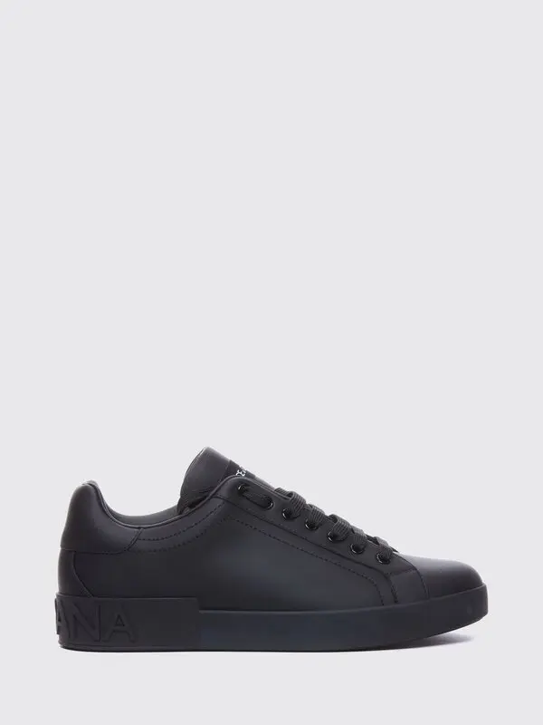 Dolce & Gabbana Leather Logo Sneakers - Black