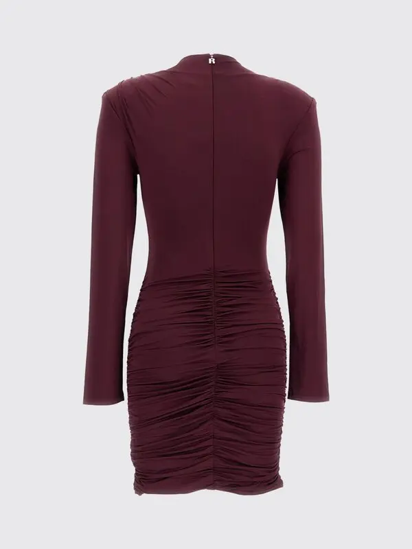 ROTATE BY BIRGER CHRISTENSEN Draped Jersey Mini Sheath Dress With Padded Shoulders