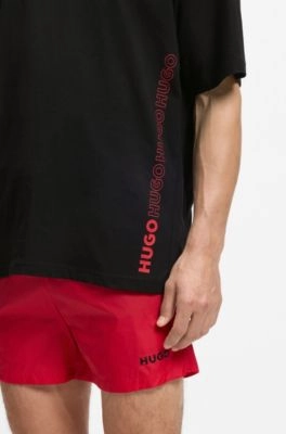 Hugo Oversized-fit Cotton T-shirt With All-over Logo Print