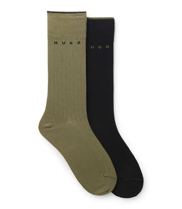Hugo Two-pack Of Ribbed Cotton-blend Socks