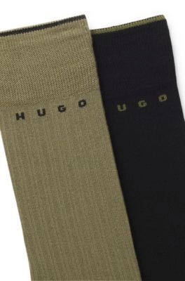 Hugo Two-pack Of Ribbed Cotton-blend Socks