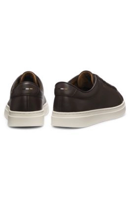 BOSS Cupsole Sneakers In Smooth Leather With Gold-tone Logo